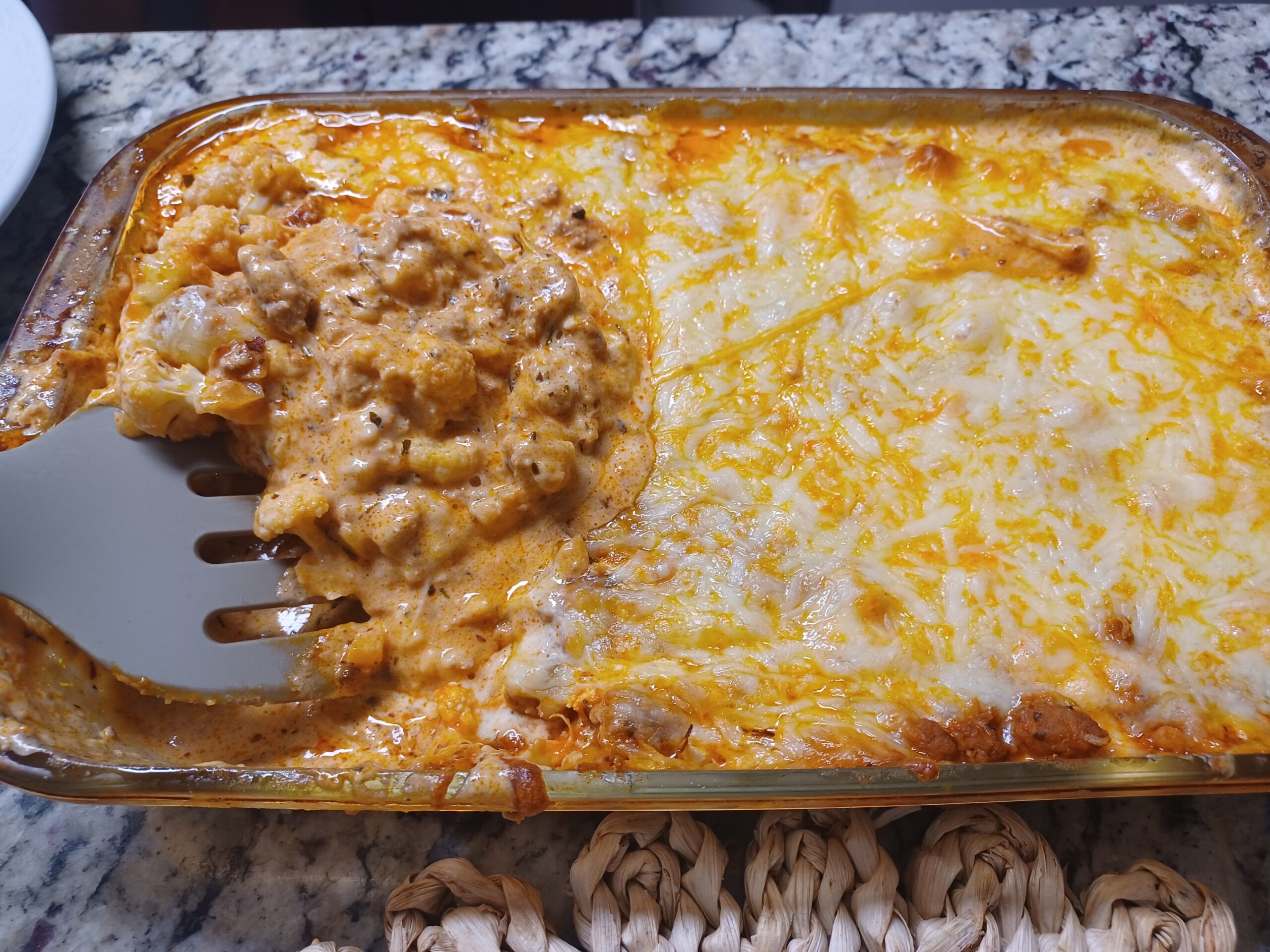 Cheesy Cauliflower Spaghetti Bake (Low-Carb Dinner)